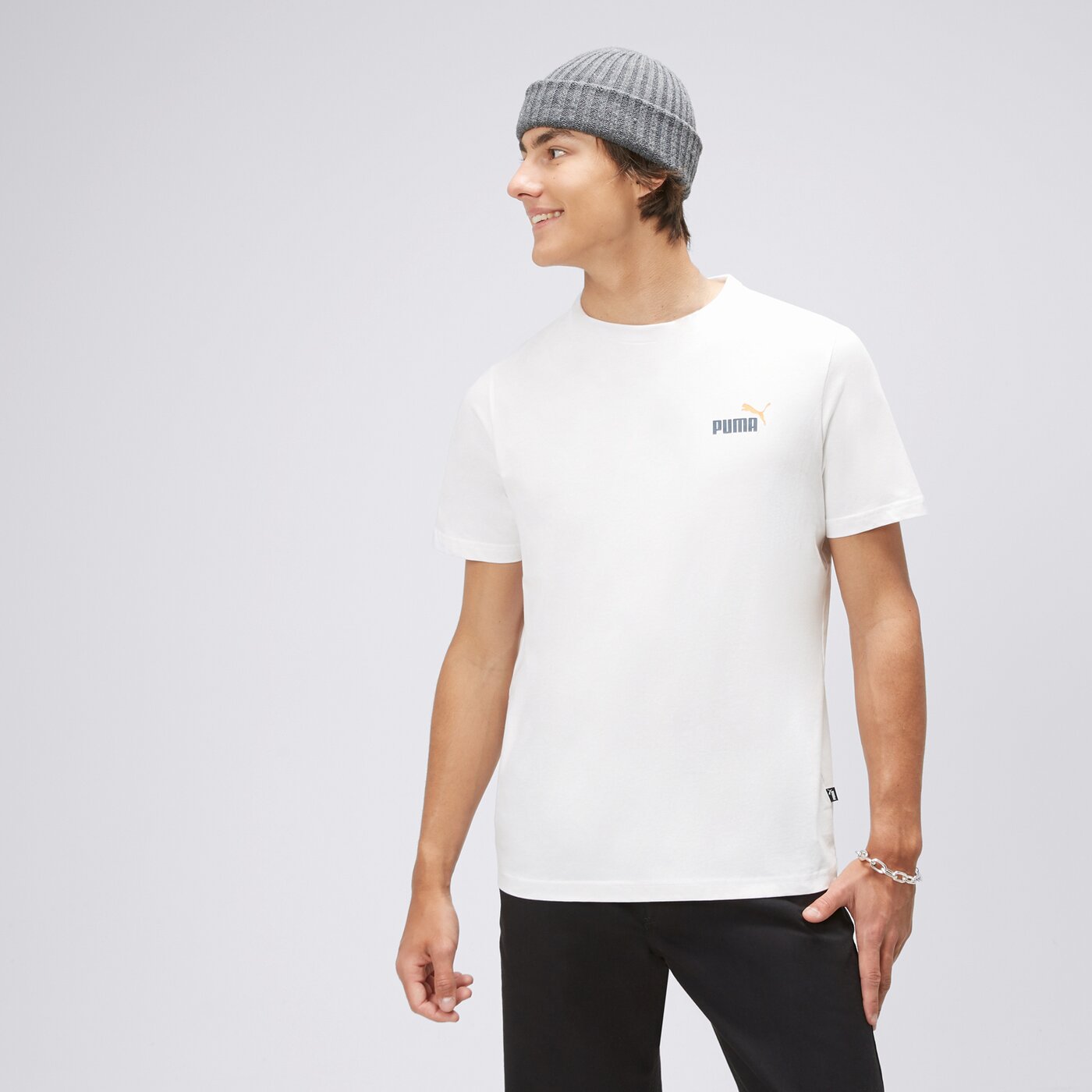 PUMA T-SHIRT ESS+ 2 COL SMALL LOGO (67447058) biały | Męskie Koszulki ...