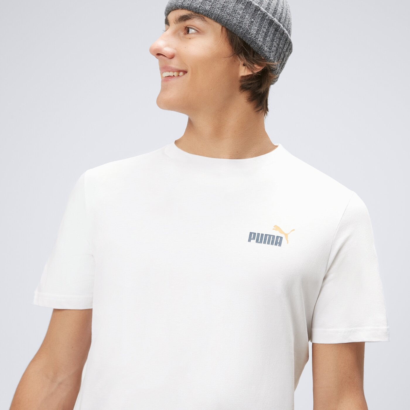 PUMA T-SHIRT ESS+ 2 COL SMALL LOGO (67447058) biały | Męskie Koszulki | 50 style