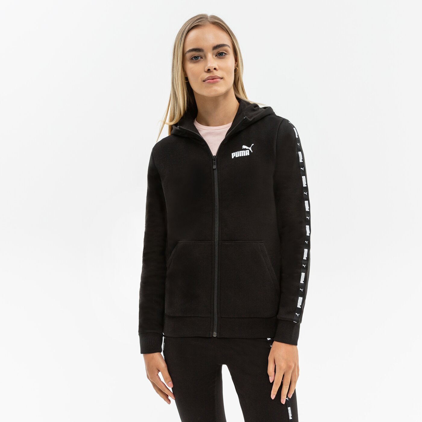 PUMA BLUZA ROZPINANA Z KAPTUREM POWER TAPE ZIP (670011 01) czarny ...