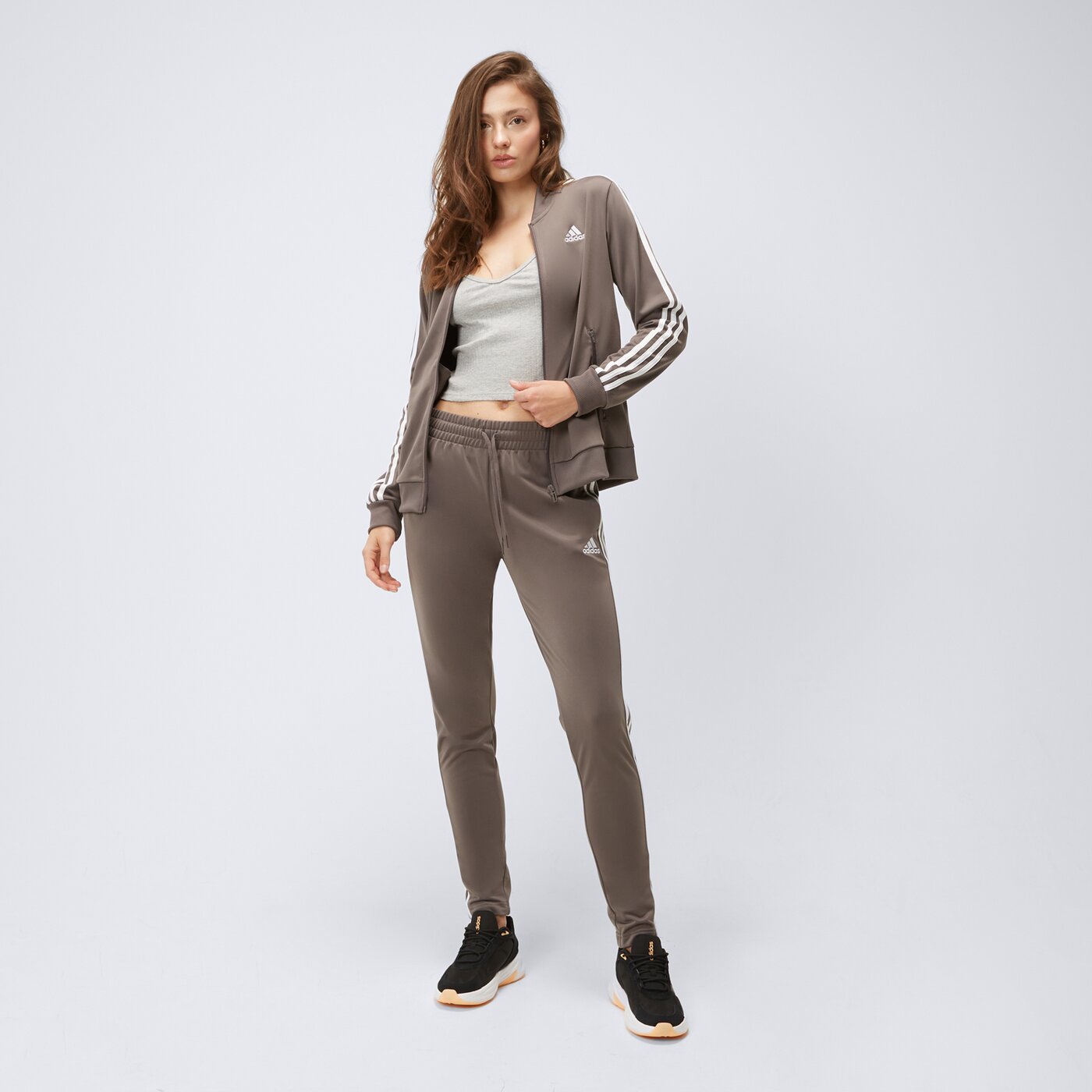 ADIDAS KOMPLET W 3S TR TS (IS0855) BRĄZOWY | Damskie Komplety dresowe ...